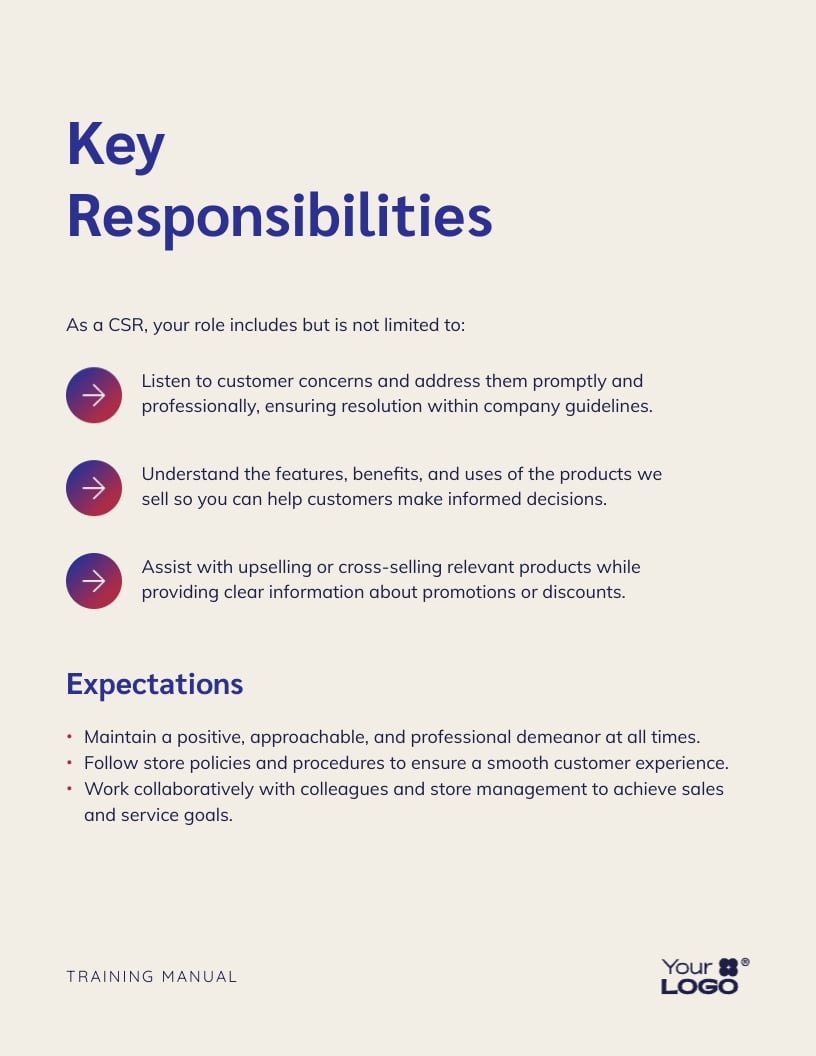 Retail Customer Service Training Manual Template | Visme