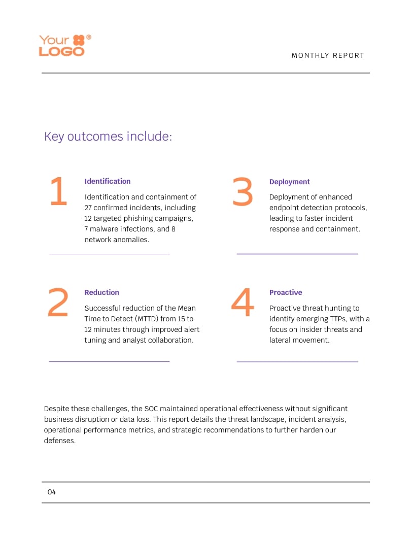 SOC For Cybersecurity Report Template | Visme