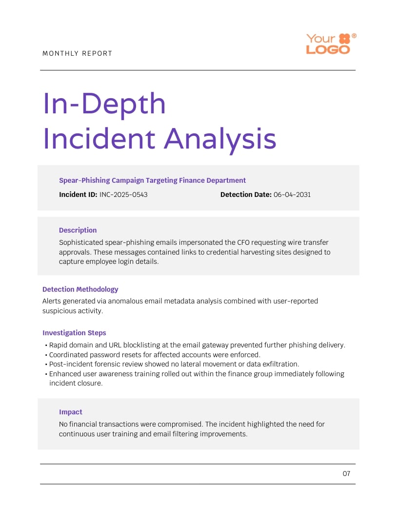 SOC For Cybersecurity Report Template | Visme