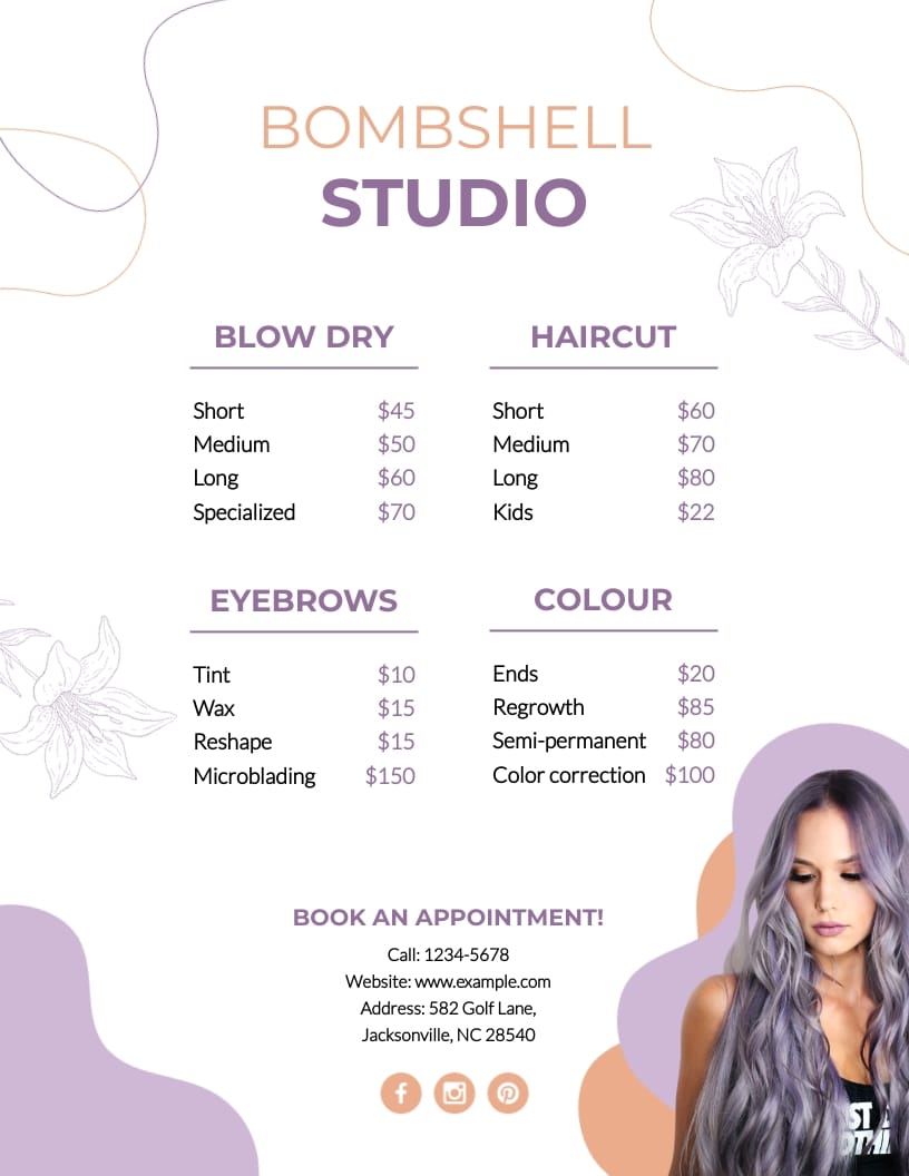 Hair Salon Menu Template