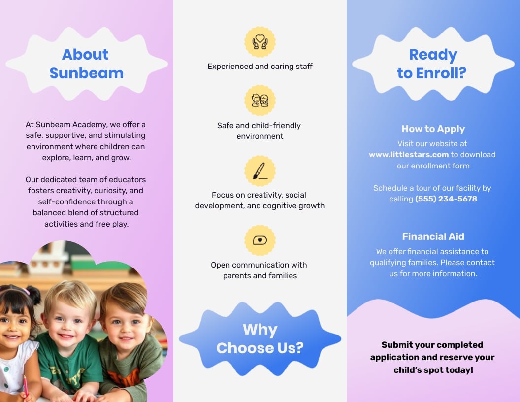 School Z-Fold Brochure Template | Visme