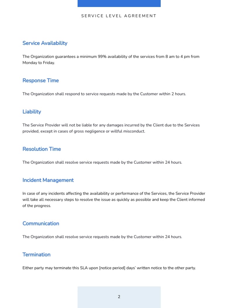 Service Level Agreement Template | Visme