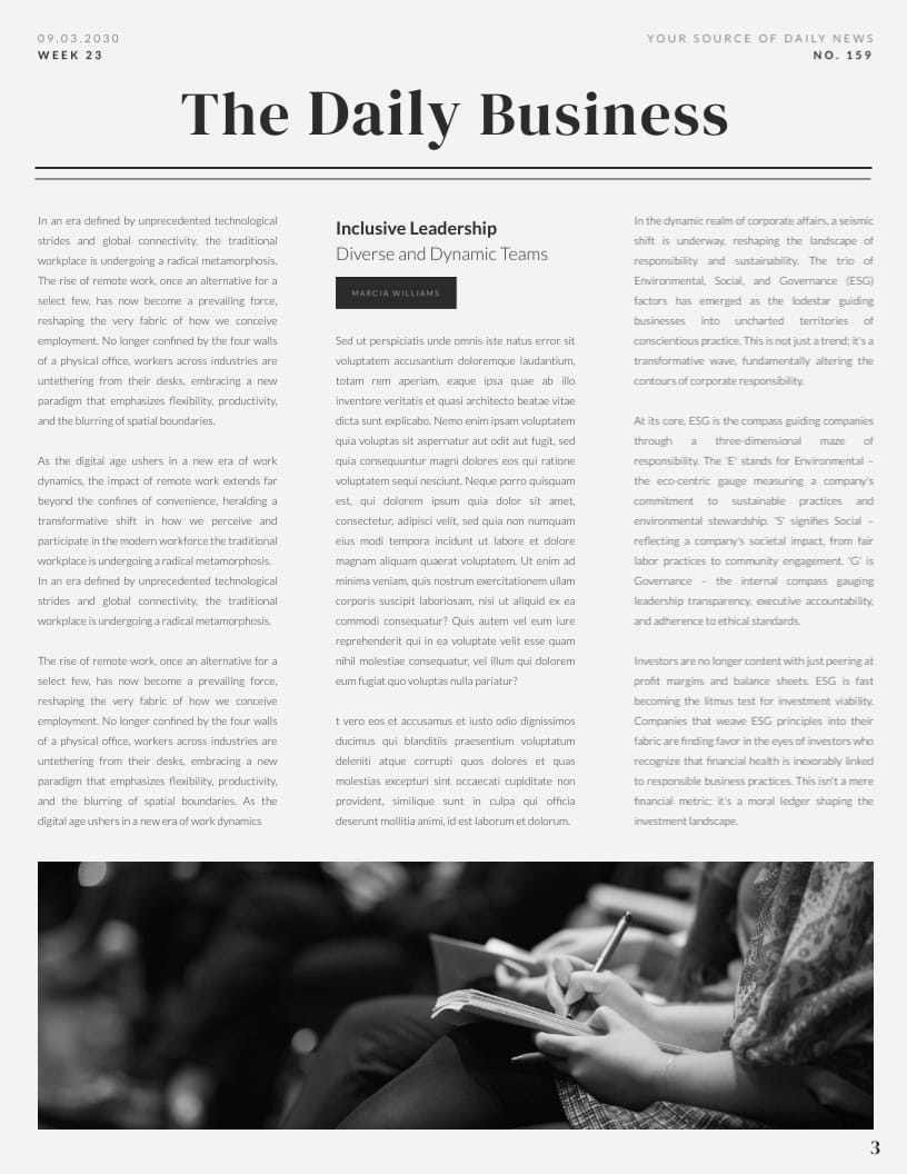 Simple Business Newspaper Template | Visme