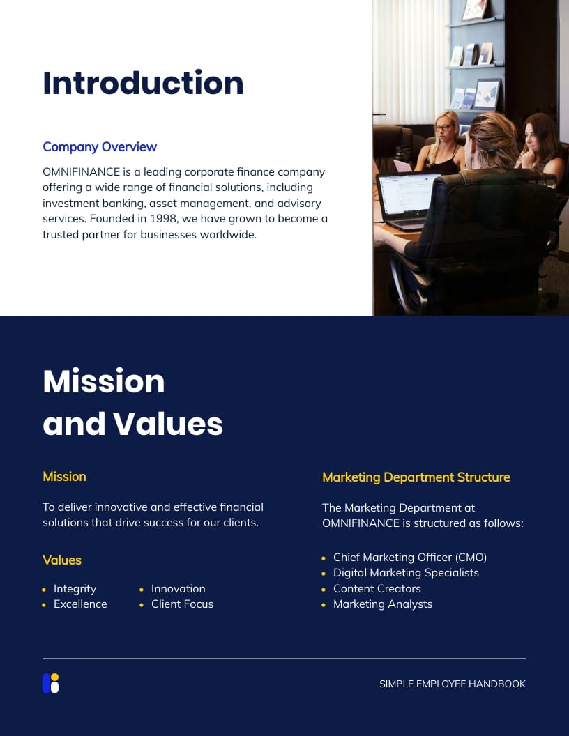 Simple Employee Handbook Template | Visme