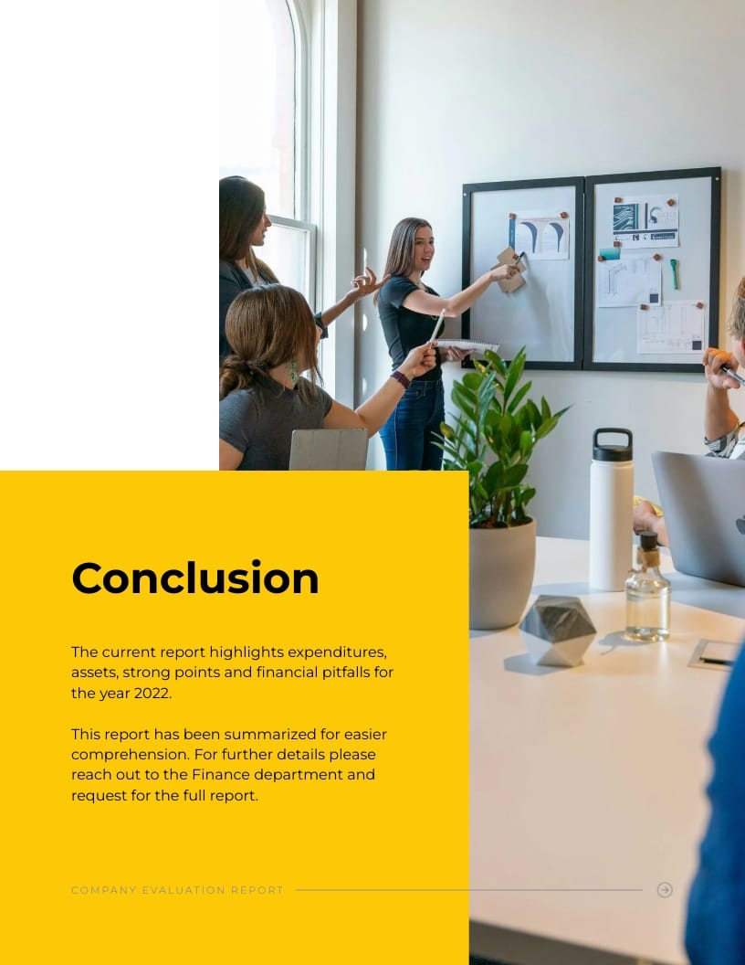 Sleek Company Evaluation Report Template | Visme