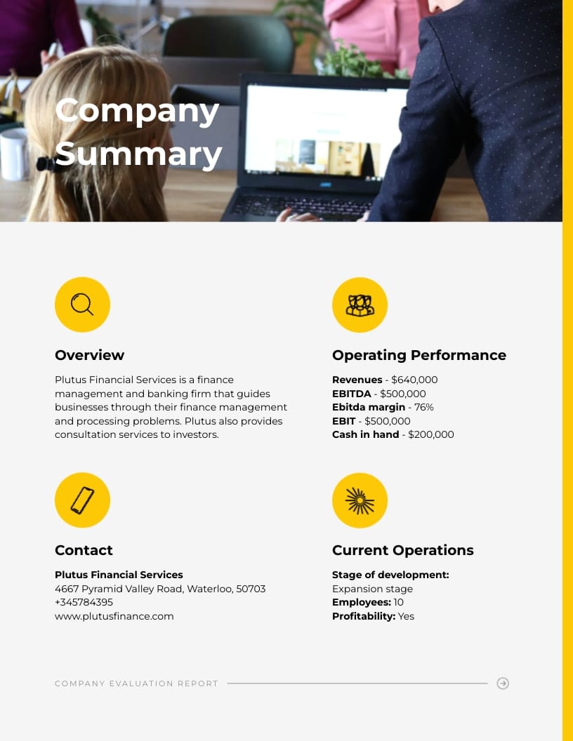 Sleek Company Evaluation Report Template | Visme