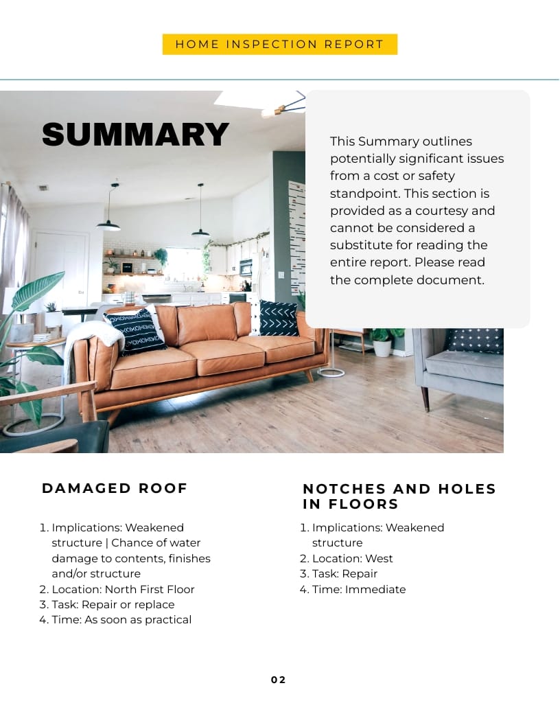 Sleek Home Inspection Report Template | Visme