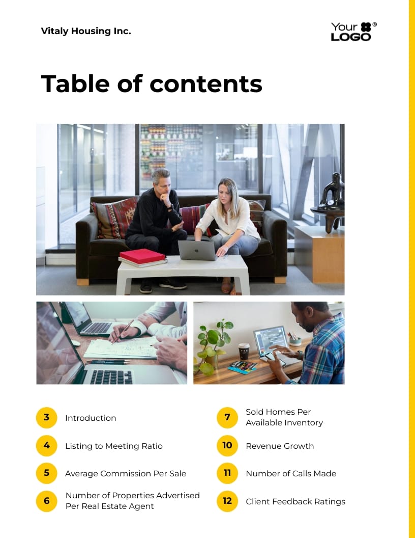 Sleek Real Estate KPIs Report Template | Visme