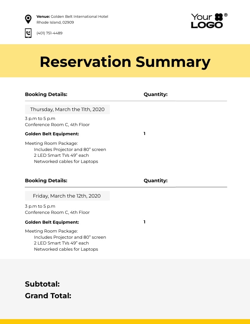 Sleek Reservation Summary Template | Visme