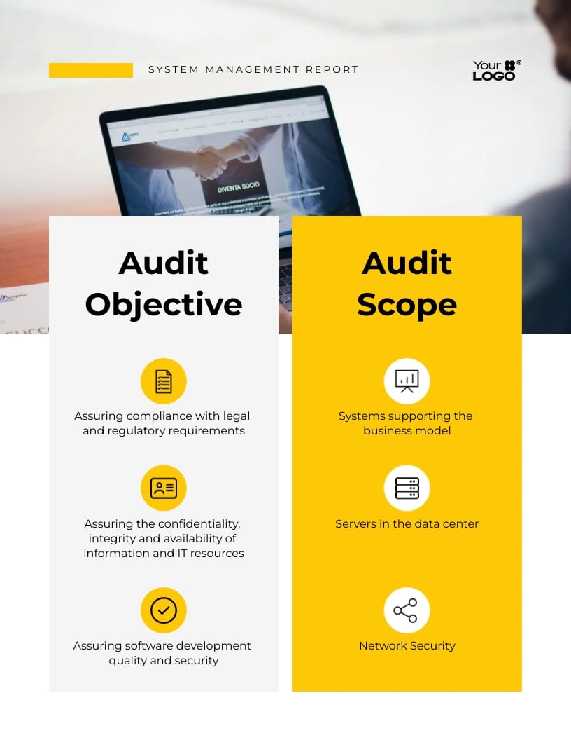 Sleek System Management Report Template | Visme