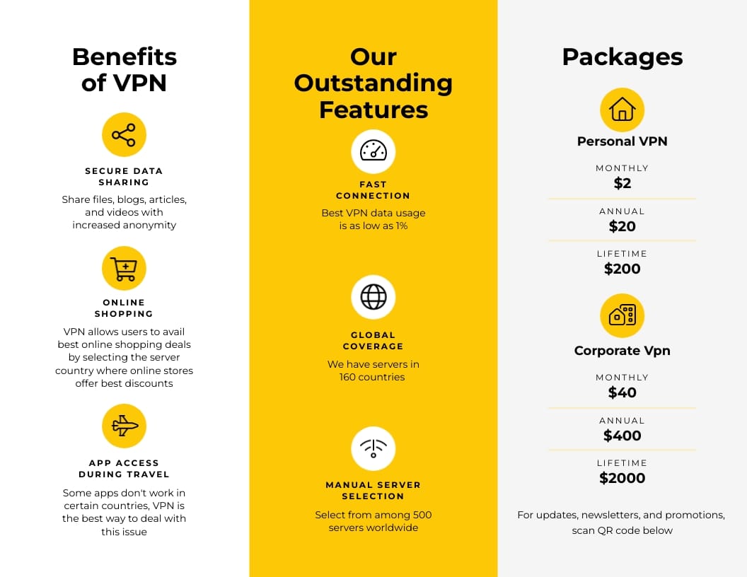 Sleek VPN Service Brochure Template | Visme