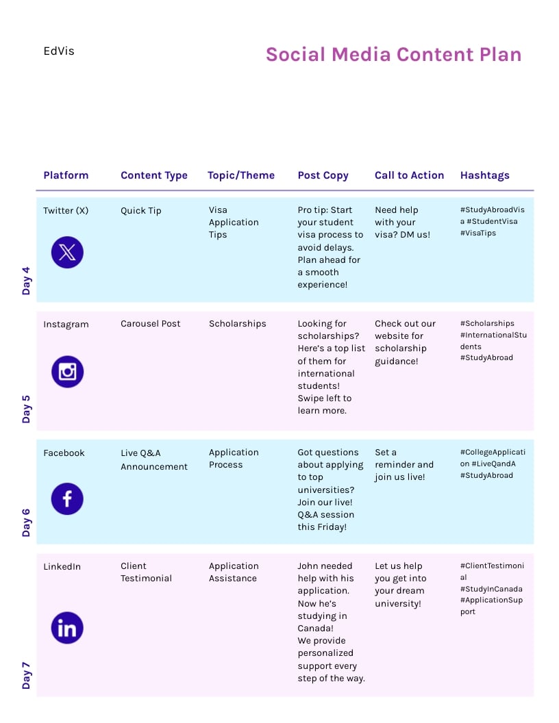 Social Media Content Planner Template | Visme
