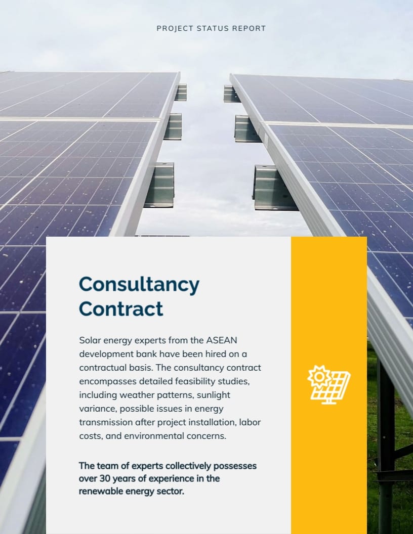 Solar Energy Project Status Report Template | Visme