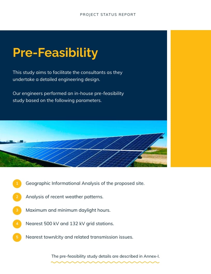 Solar Energy Project Status Report Template | Visme