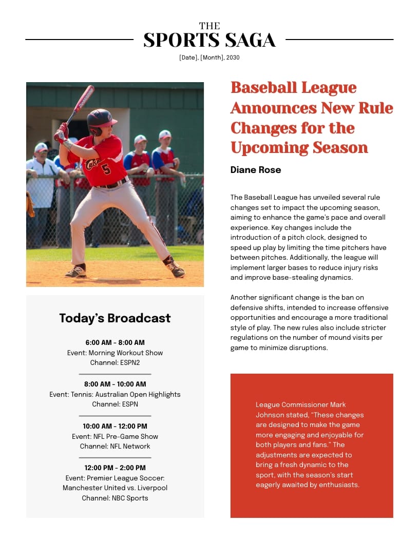 Sports Newspaper Template | Visme