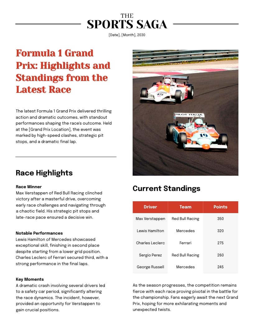 Sports Newspaper Template | Visme