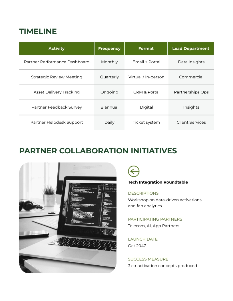 Sports Partner Engagement Plan Template | Visme