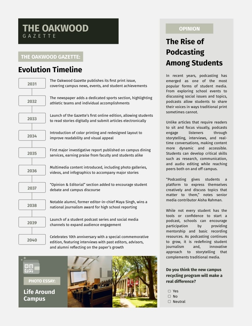 Student Journalism Newspaper Template | Visme