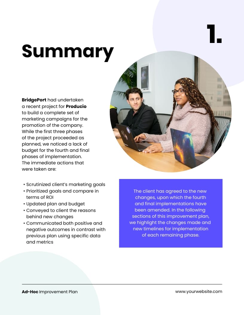 Team Ad-Hoc Improvement Plan Template | Visme