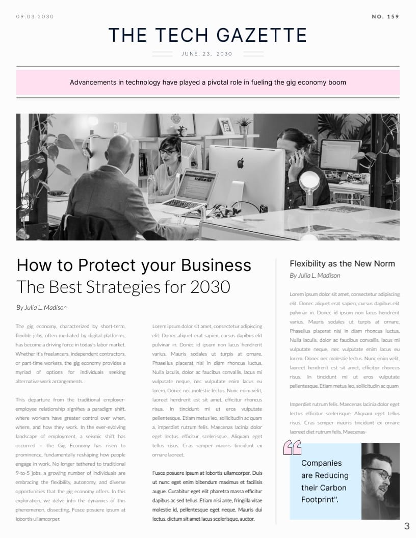 Tech Business Newspaper Template | Visme