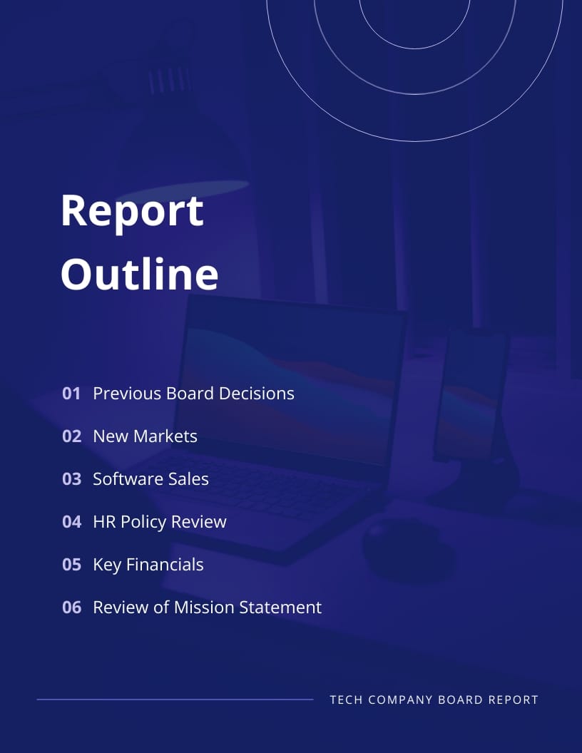 Tech Company Board Report Template | Visme