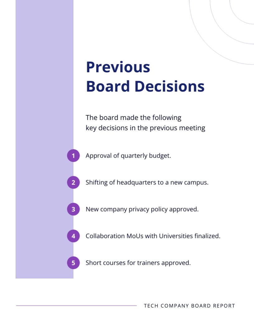 Tech Company Board Report Template | Visme