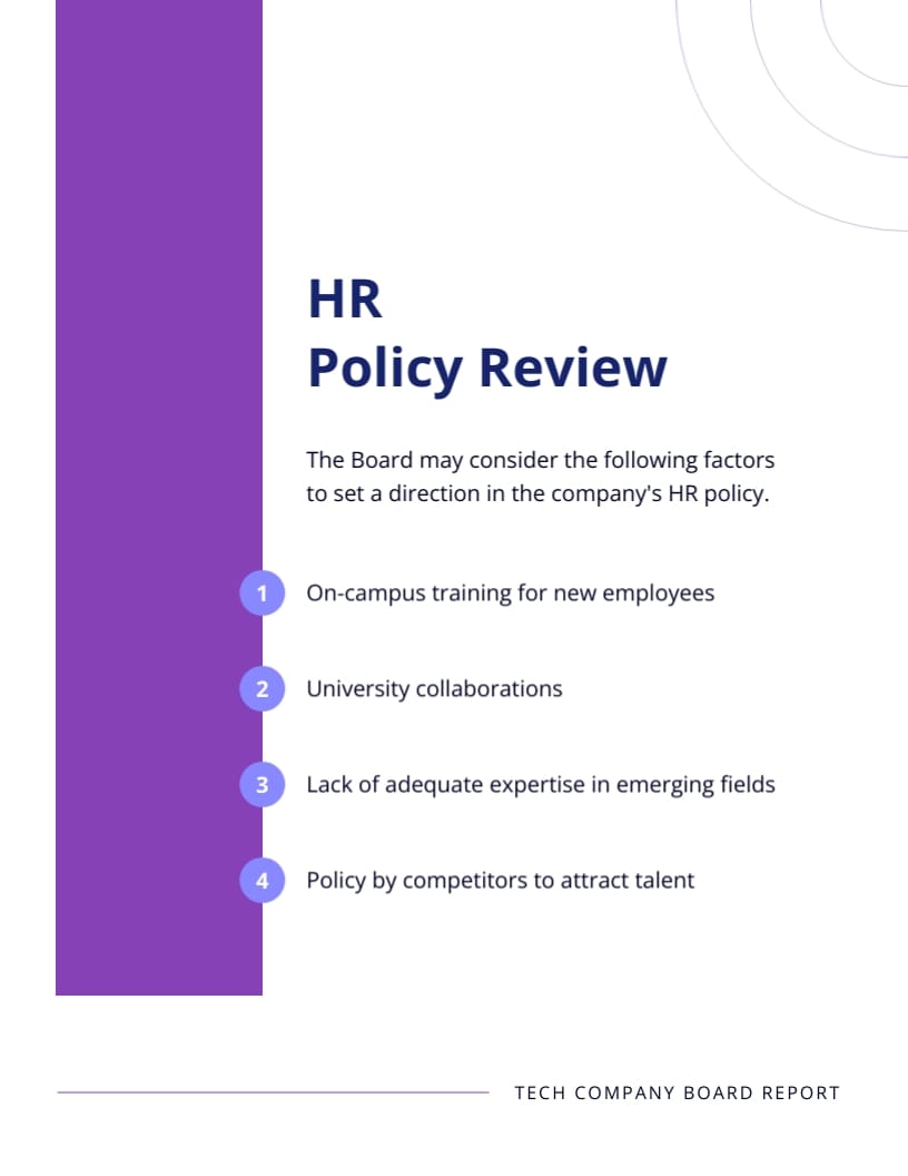 Tech Company Board Report Template | Visme