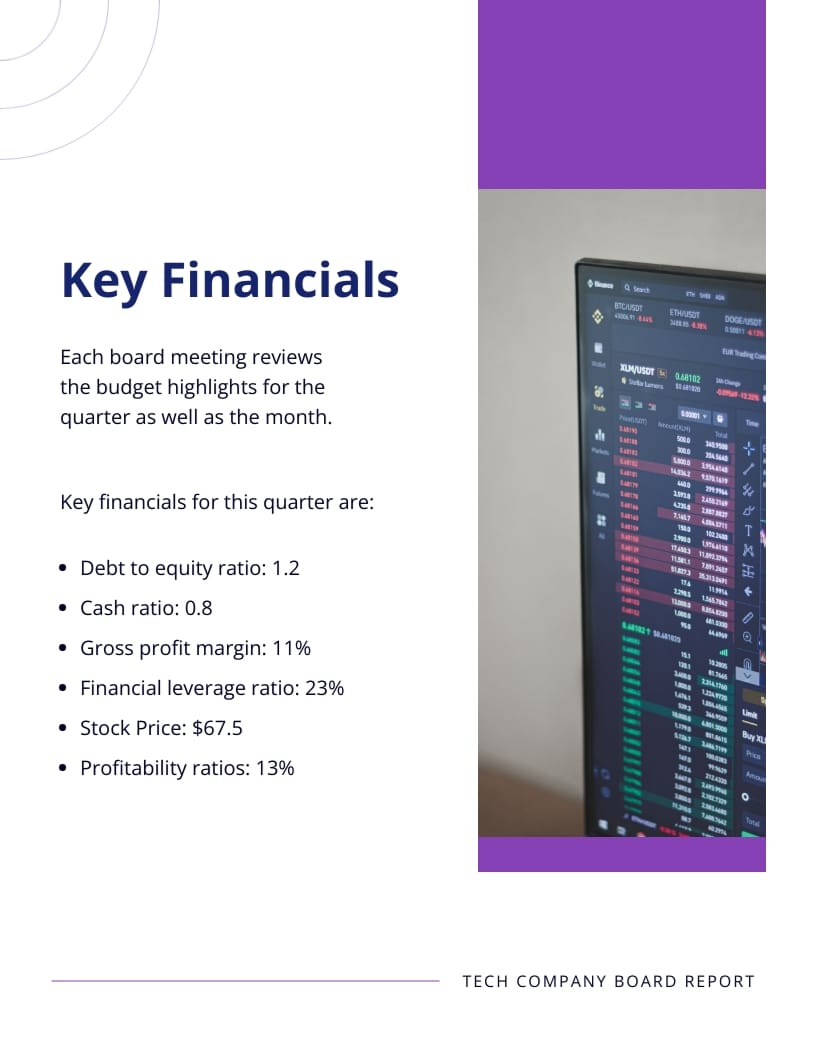 Tech Company Board Report Template | Visme