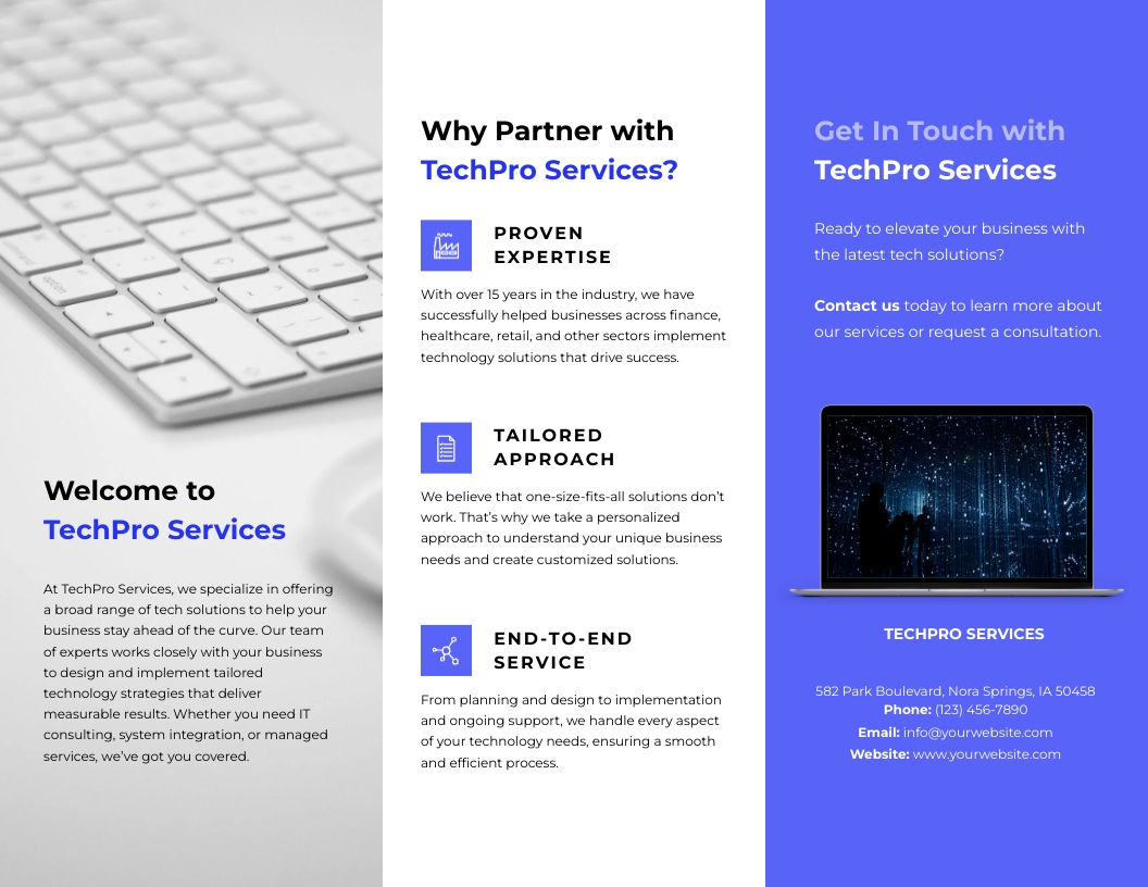 Tech Services Z-Fold Brochure Template | Visme