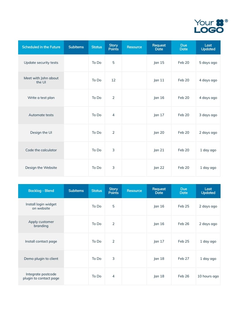 Time Tracking Table Template | Visme