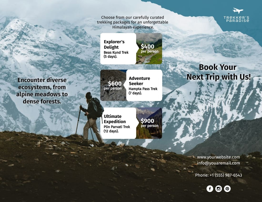 Trekking Trifold Brochure Template | Visme