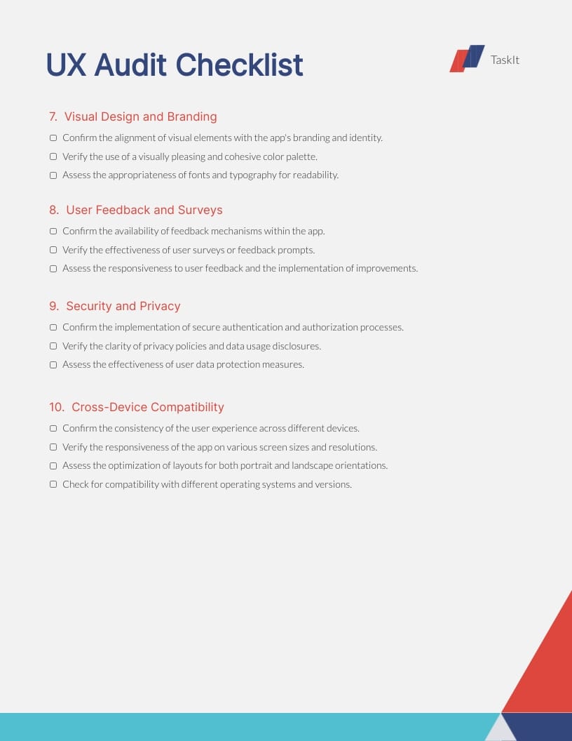 UX Audit Checklist Template | Visme