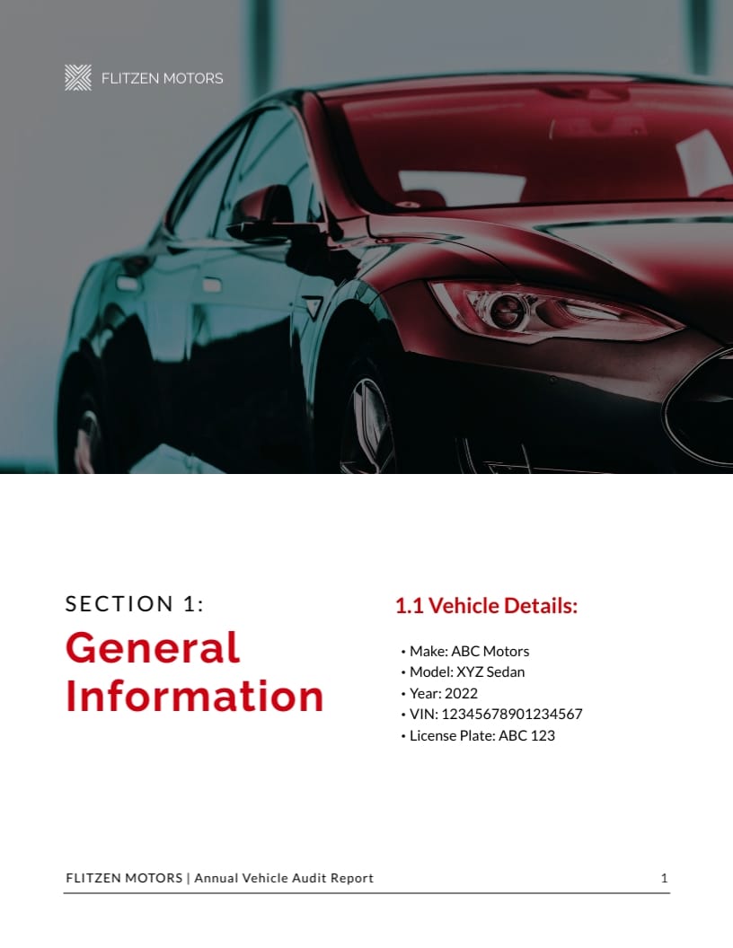 Vehicle Health Audit Report Template | Visme