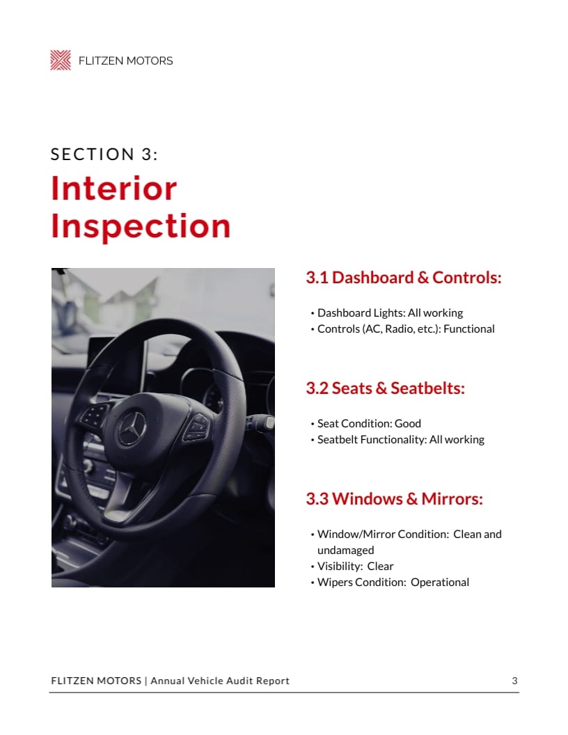 Vehicle Health Audit Report Template | Visme