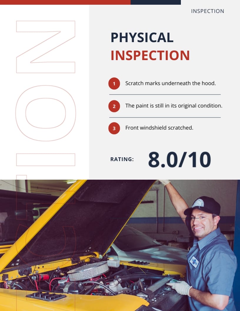 Vehicle Inspection Report Template | Visme