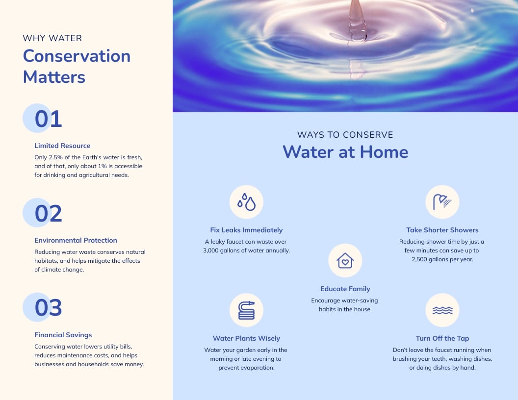 Water Conservation Brochure Template | Visme