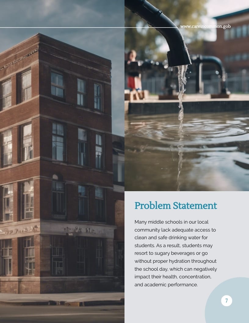 Water Fountain Installation Program Grant Proposal Template | Visme