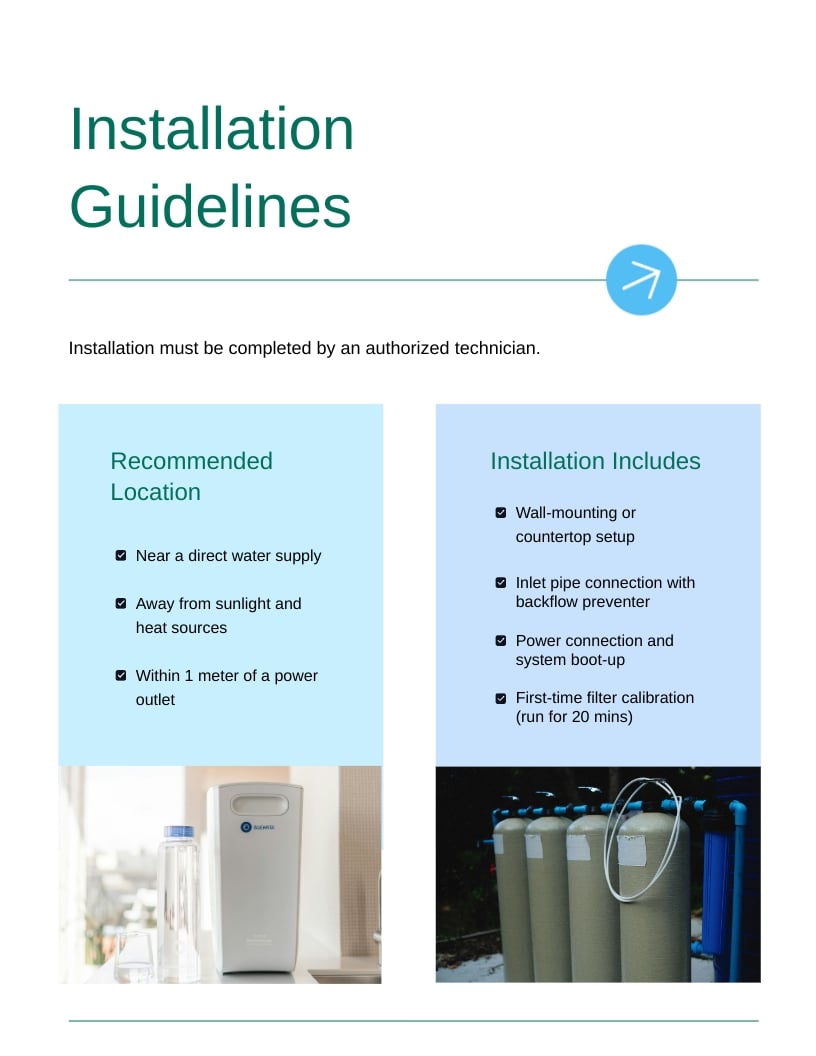 Water Purifier User Training Manual Template | Visme