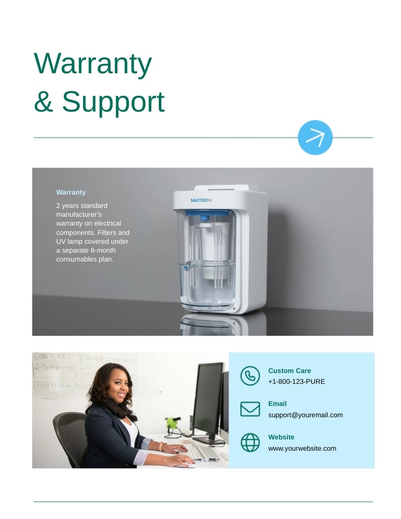 Water Purifier User Training Manual Template | Visme