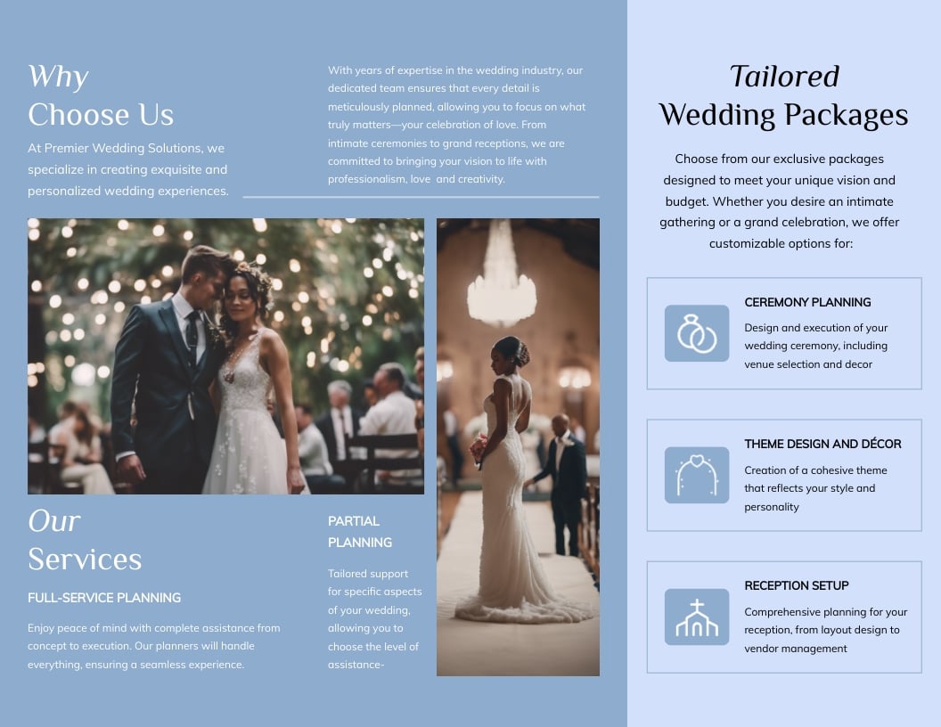 Wedding Planner Brochure Template | Visme