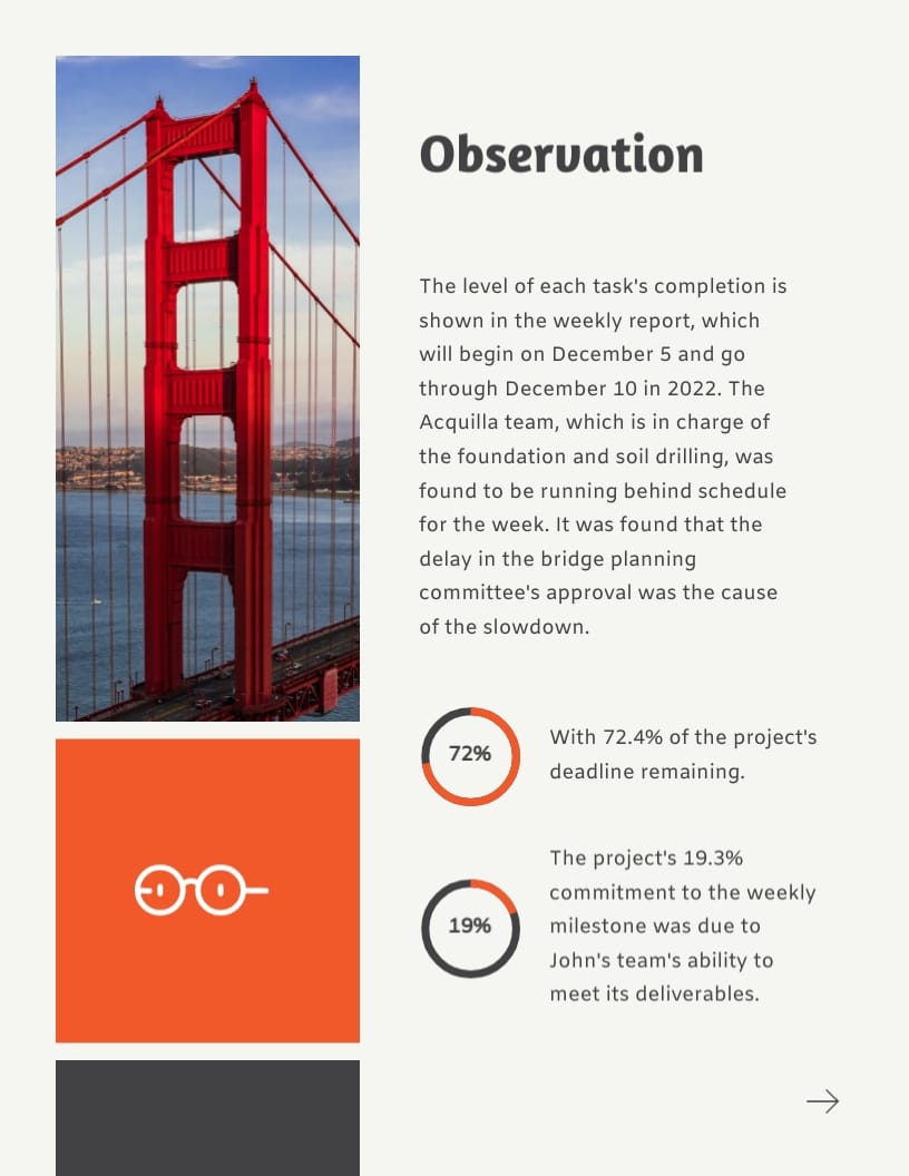 Weekly Construction Project Status Report Template | Visme