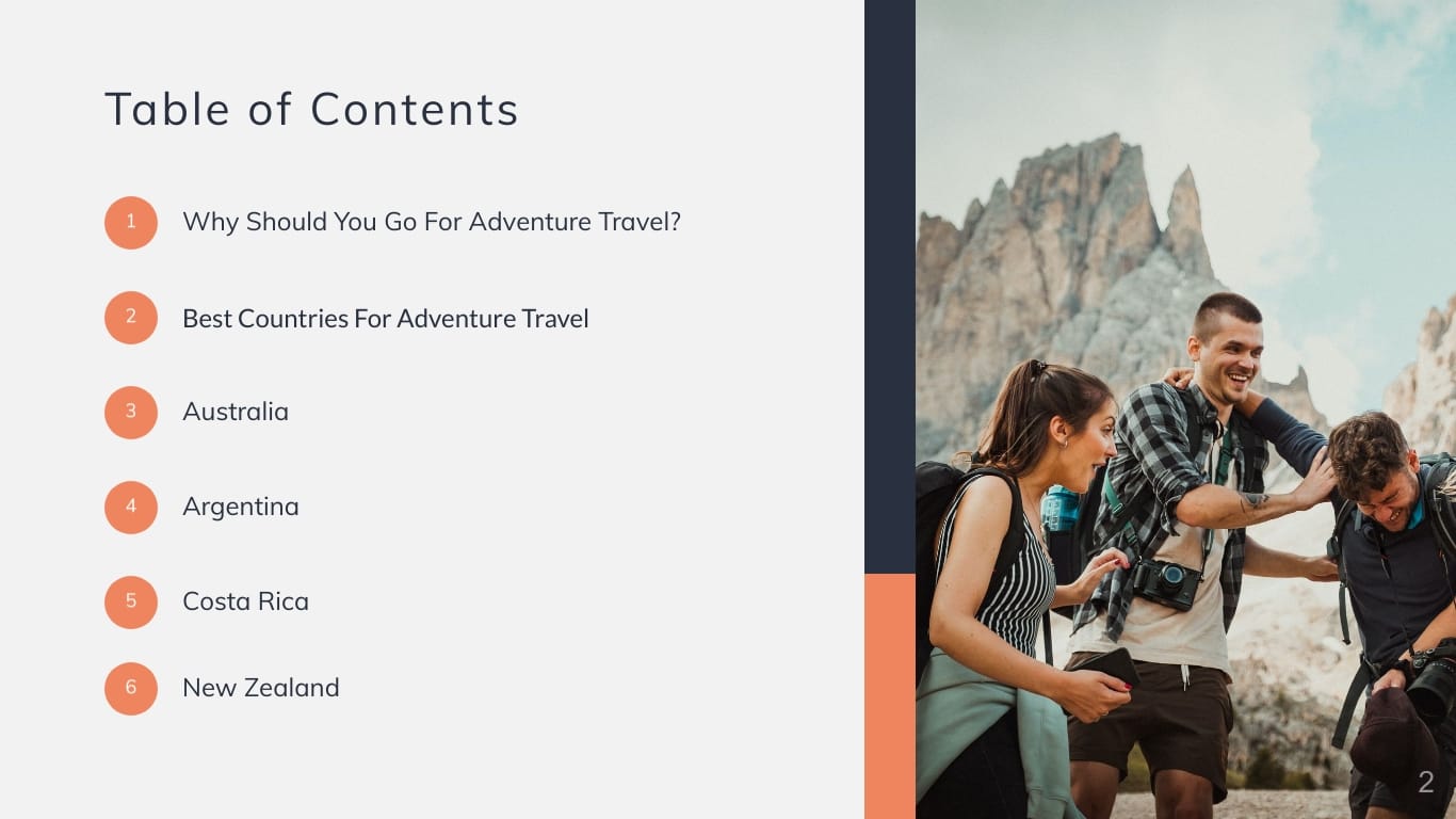 Adventure Travel Recommendation Presentation Template | Visme