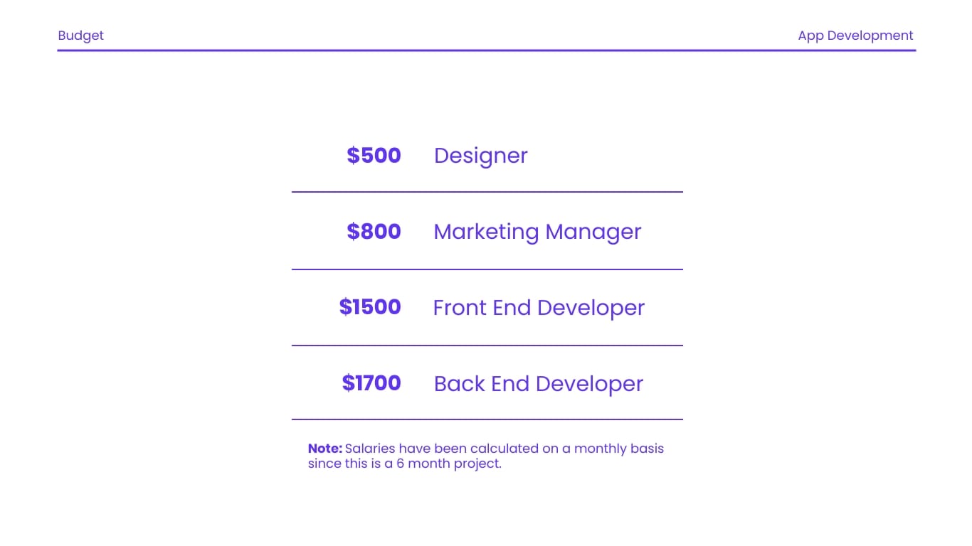 App Development Budget Presentation Template | Visme