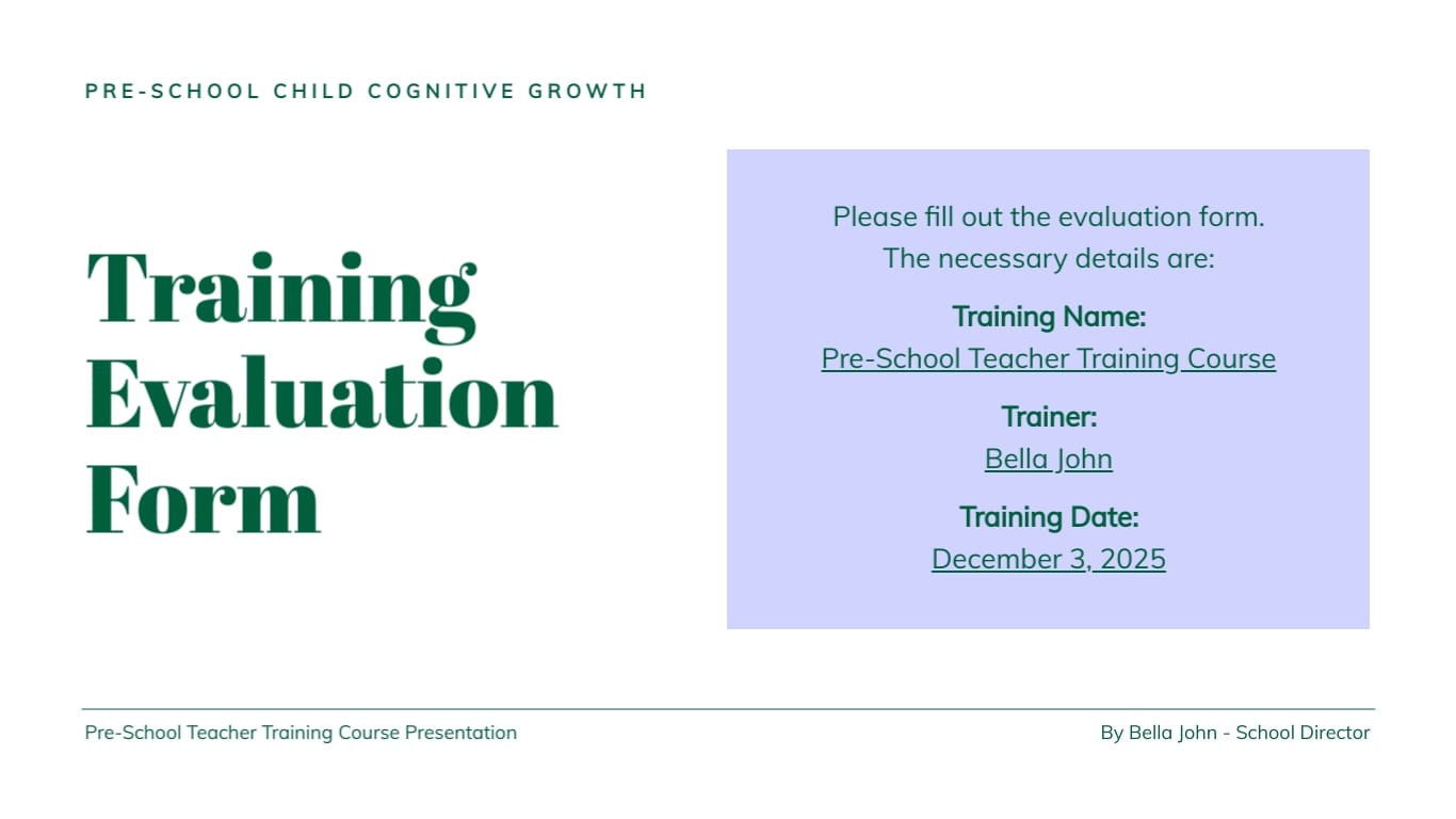 Pre-School Teacher Training Course Template | Visme
