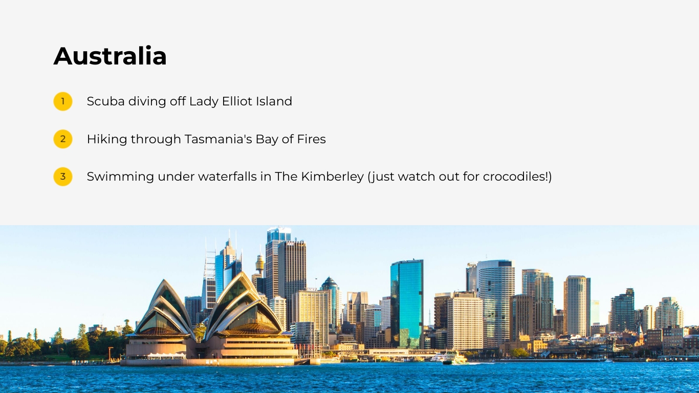 Sleek Adventure Travel Recommendation Presentation Template | Visme