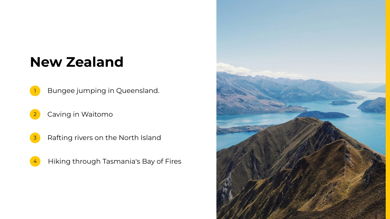 Sleek Adventure Travel Recommendation Presentation Template | Visme
