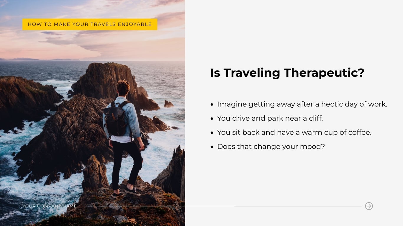 Sleek Travel Guide Presentation Template | Visme