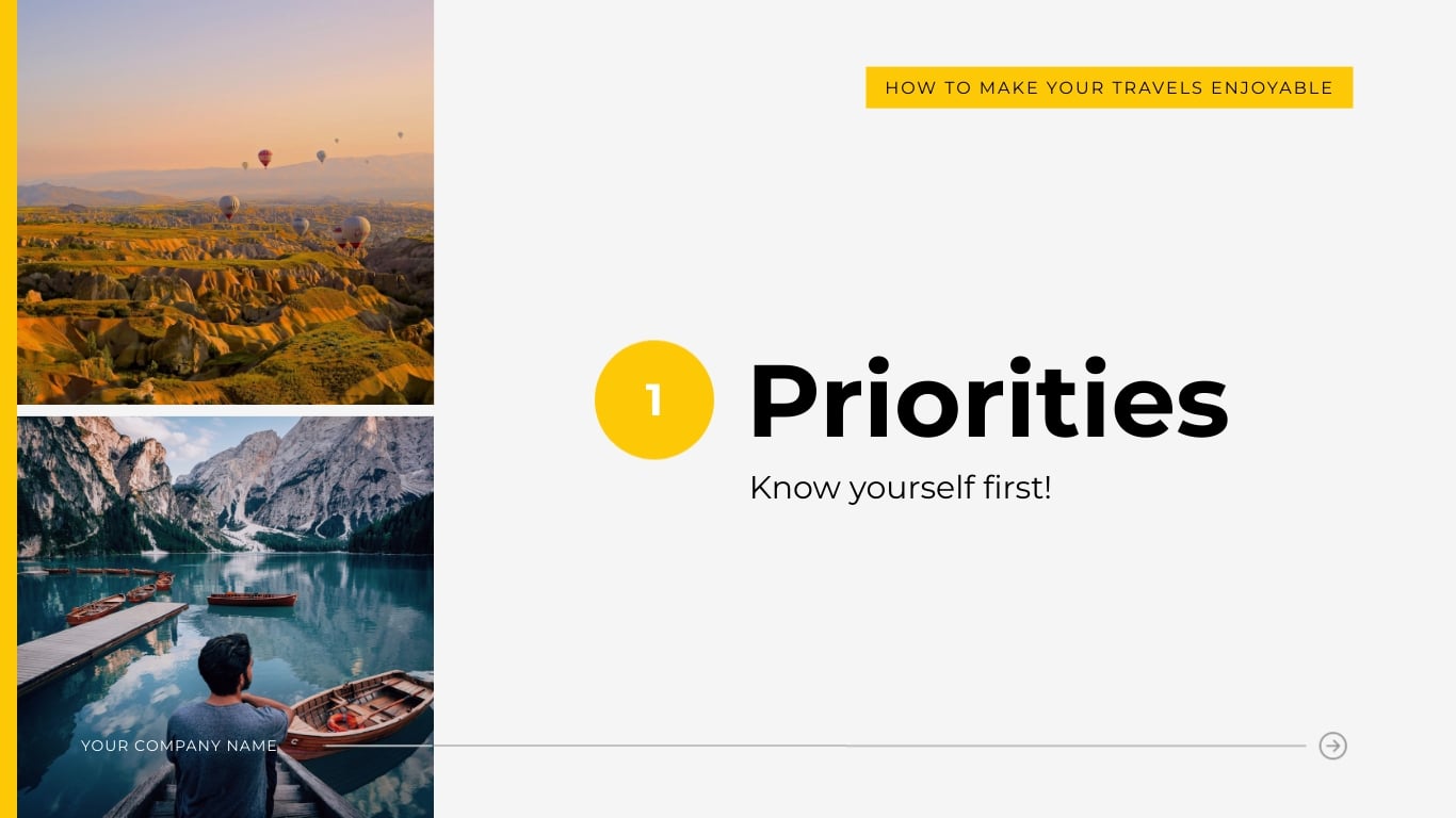 Sleek Travel Guide Presentation Template | Visme