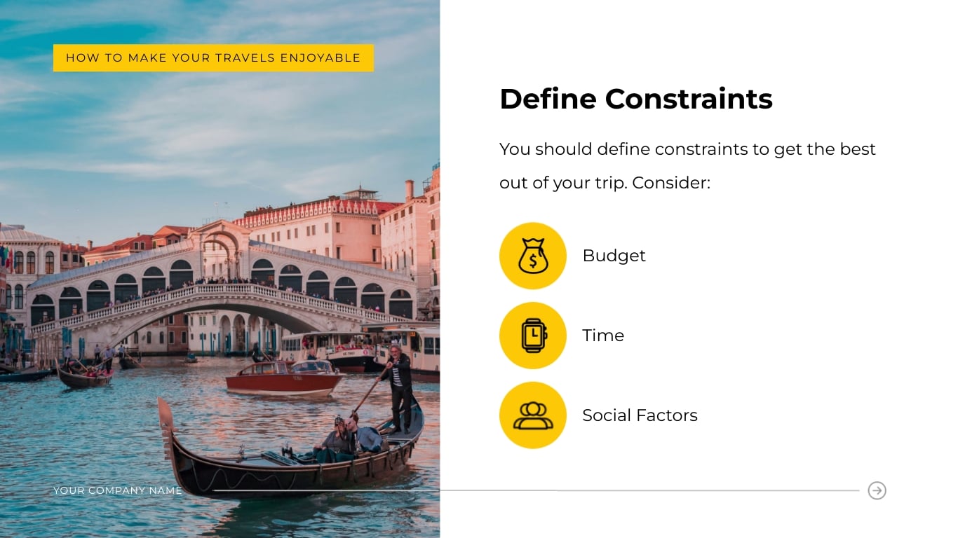 Sleek Travel Guide Presentation Template | Visme
