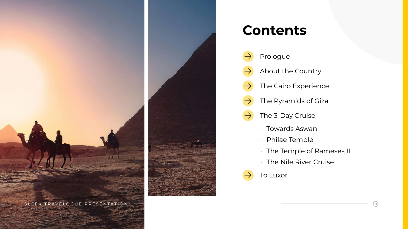 Sleek Travelogue Presentation Template | Visme